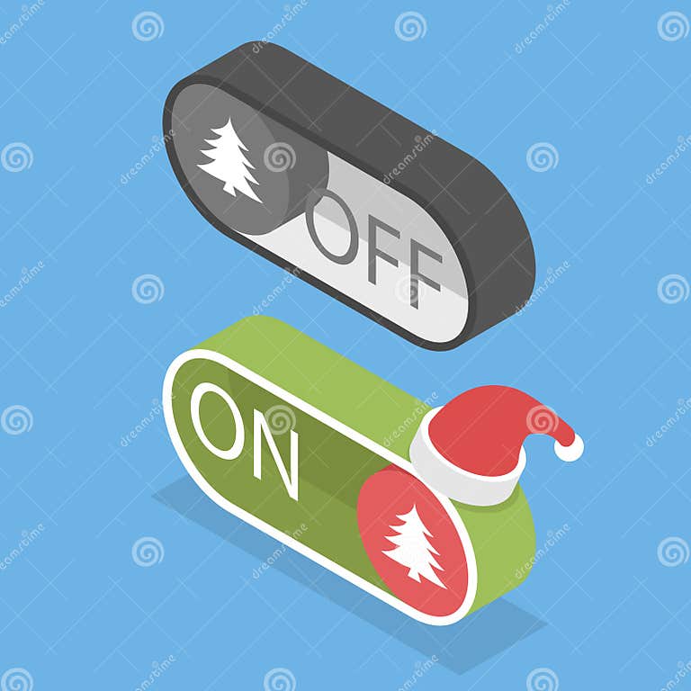 3D Isometric Flat Vector Illustration of Christmas on-off Stock ...