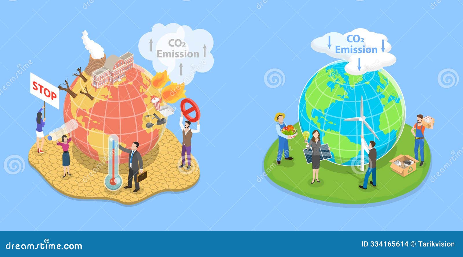 3D Isometric Flat Vector Illustration of Climate Change Stock Vector ...