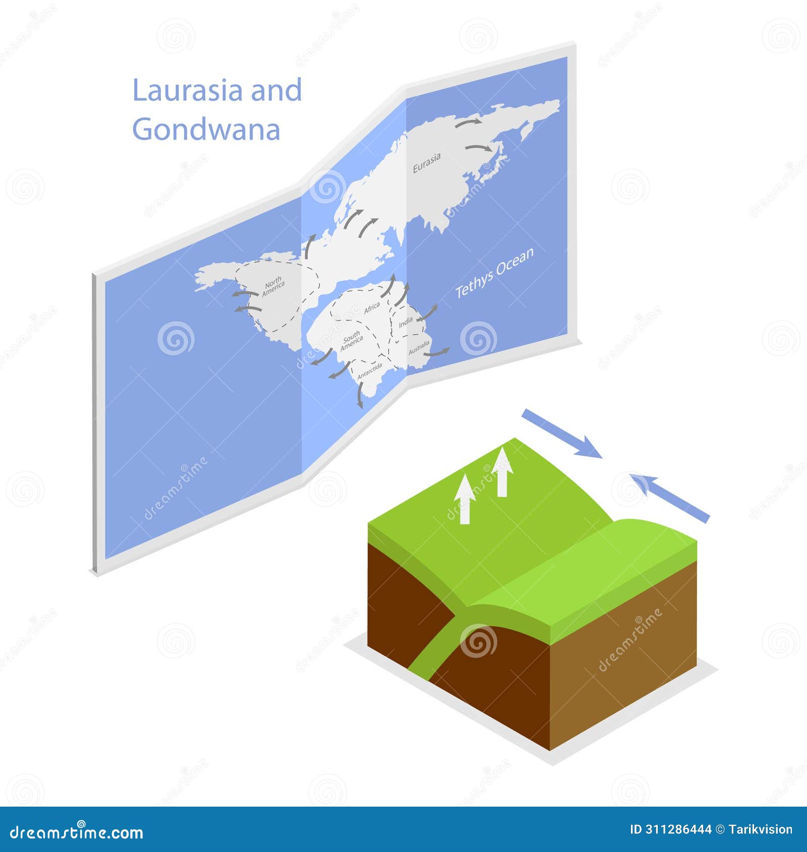 3D Isometric Flat Vector Illustration of Continental Drift ...