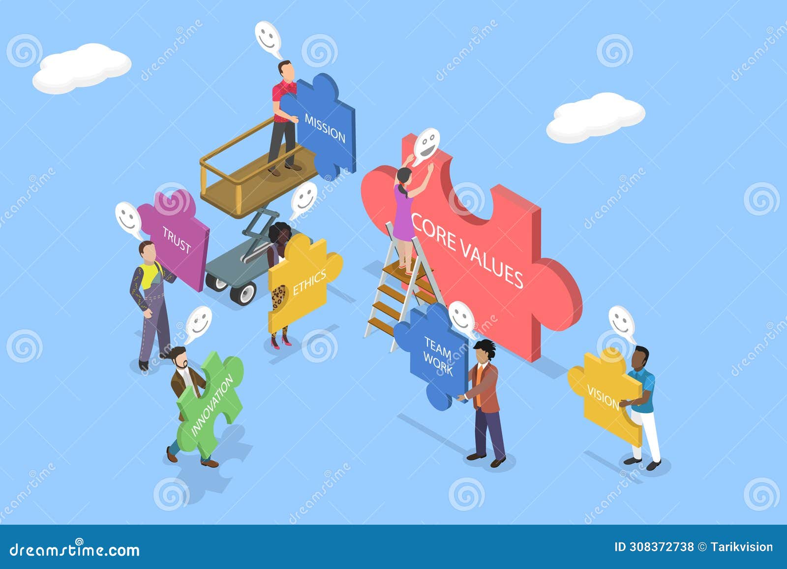 3D Isometric Flat Vector Illustration of Core Values Stock Vector ...
