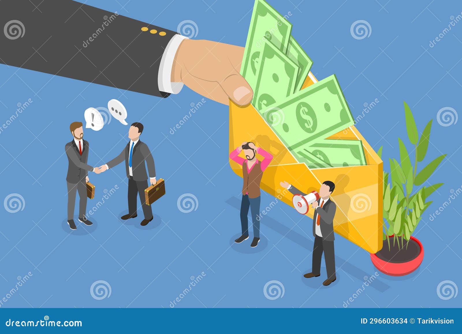 3D Isometric Flat Vector Illustration of Corruption Scam Stock ...