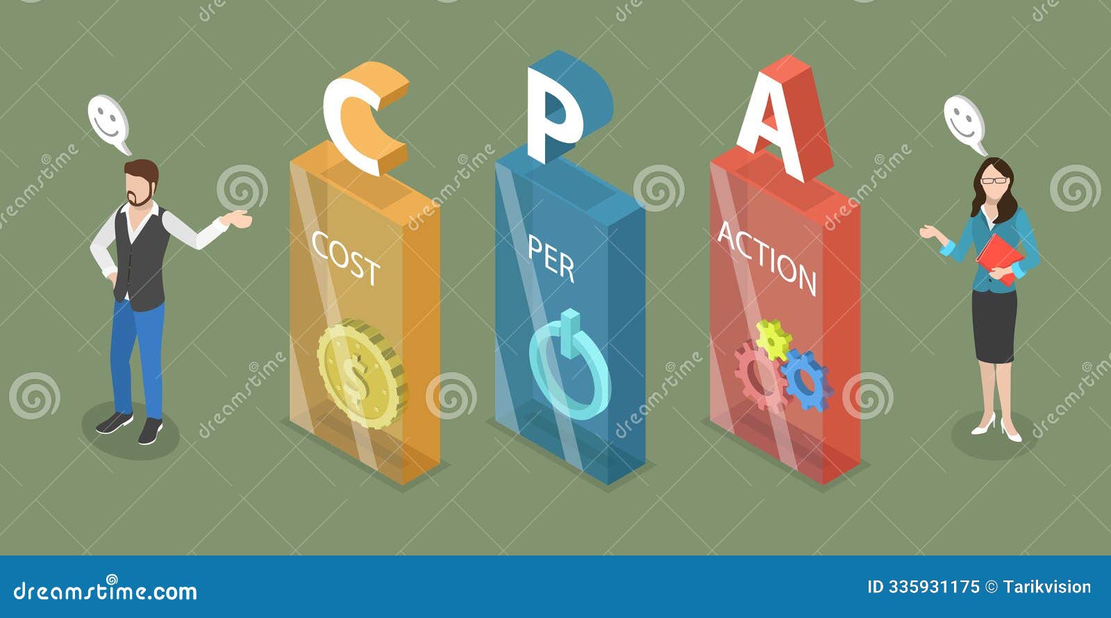 3D Isometric Flat Vector Illustration of Cost Per Action Stock ...