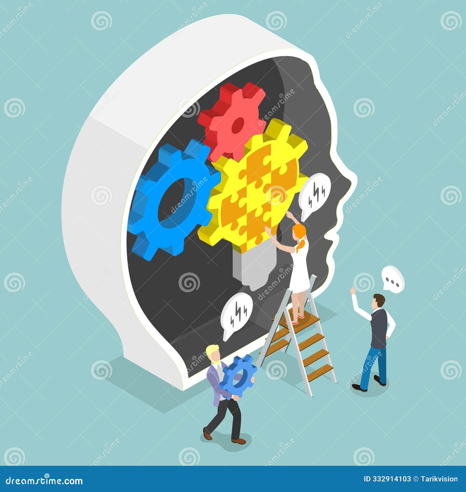 3D Isometric Flat Vector Illustration of Critical Thinking Stock ...