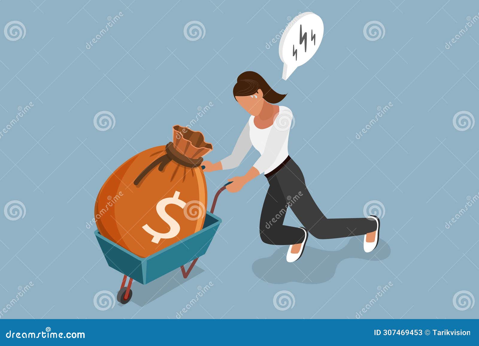 3D Isometric Flat Vector Illustration of Difficulties in Making Money ...