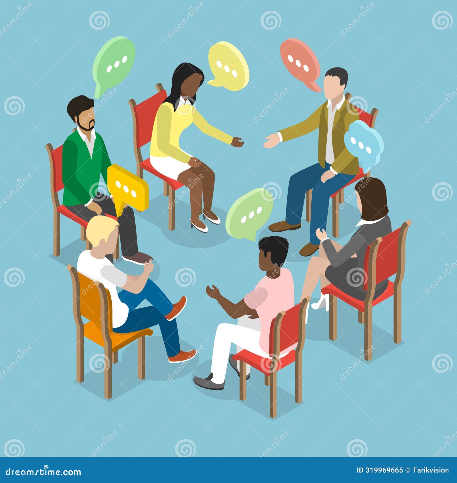 3D Isometric Flat Vector Illustration of Discussion Circle Stock Vector ...