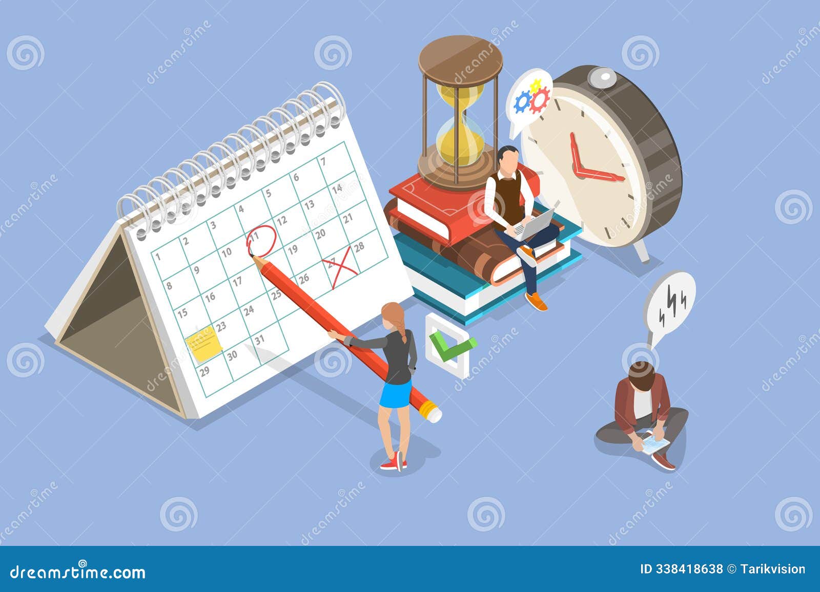 3D Isometric Flat Vector Illustration of Effective Time Management ...