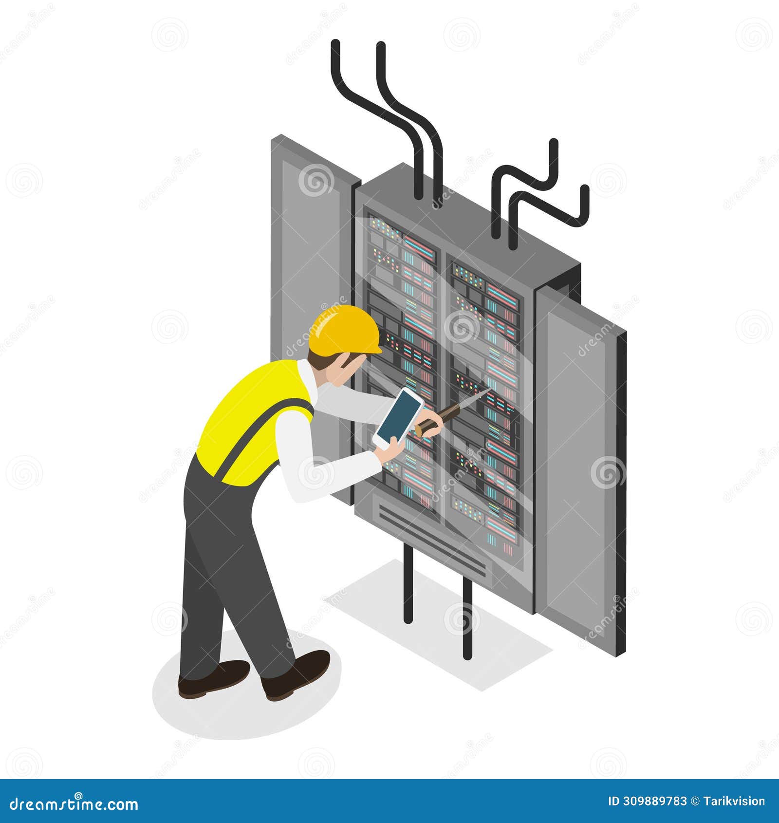 3D Isometric Flat Vector Illustration of Electrical Utility Delivery ...