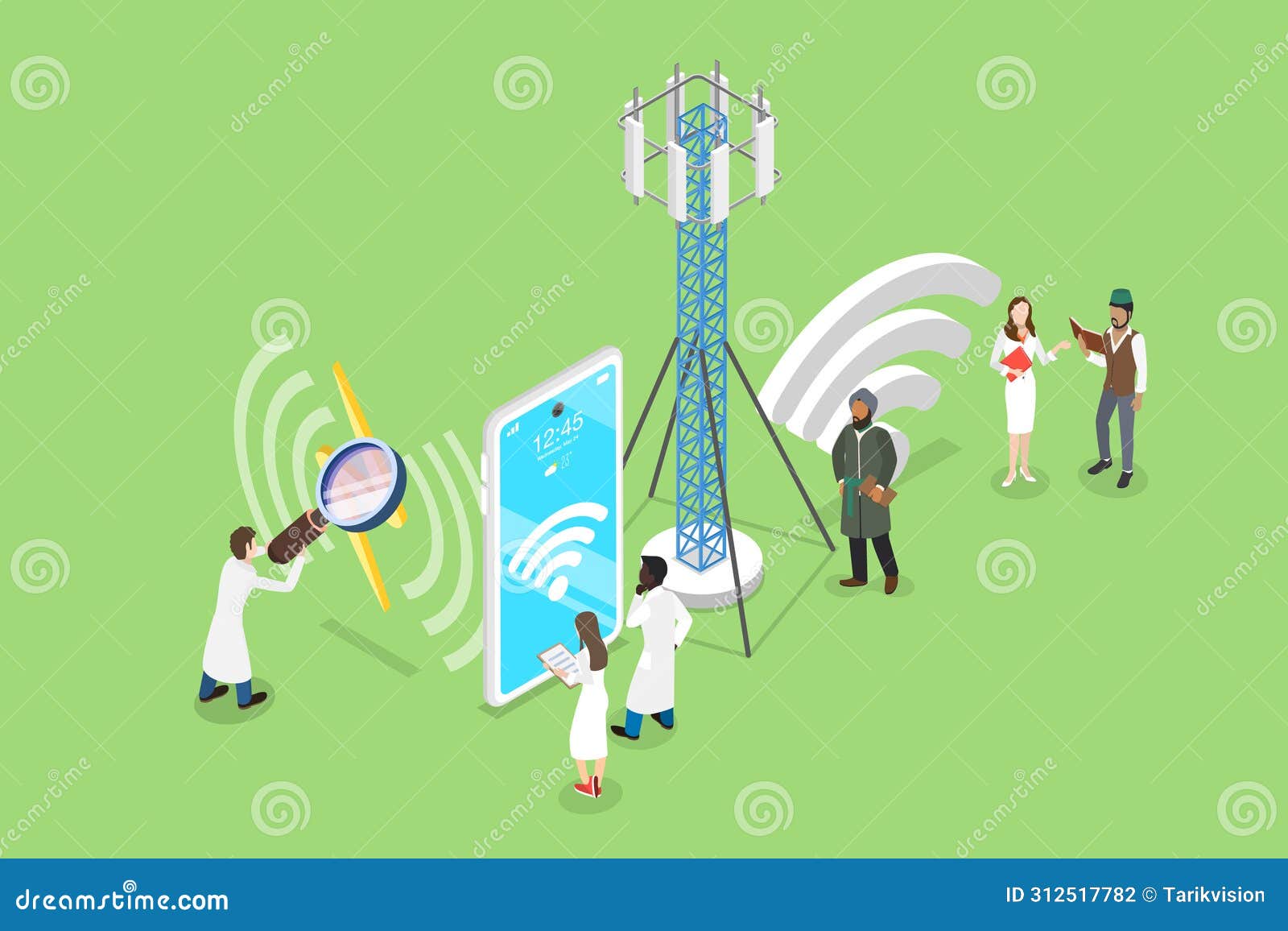 3D Isometric Flat Vector Illustration of Electromagnetic Fields Stock ...