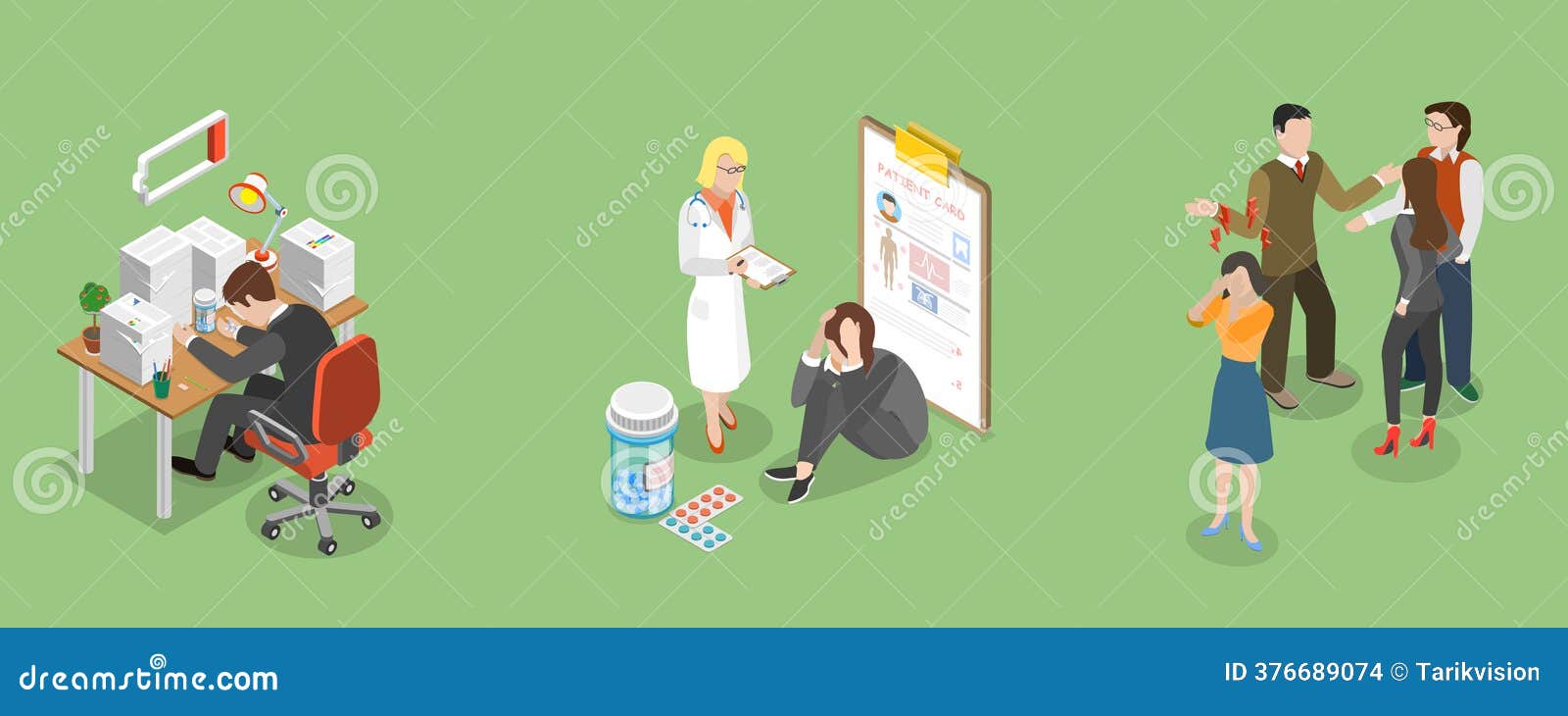 3D Isometric Flat Vector Illustration Of Emergency Psychiatry ...