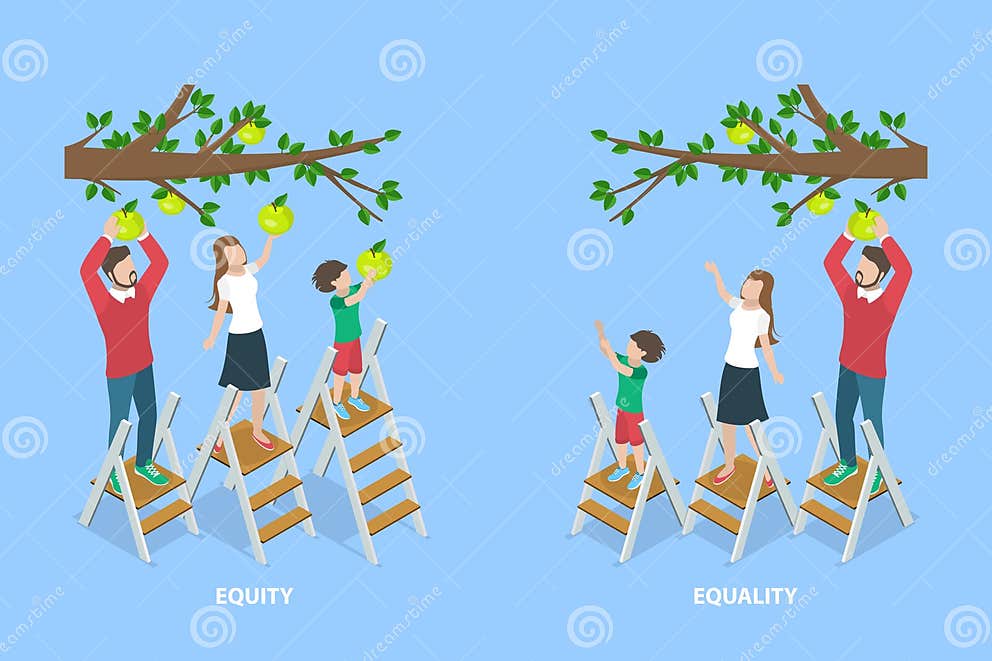 3D Isometric Flat Vector Illustration of Equality and Equity Stock ...