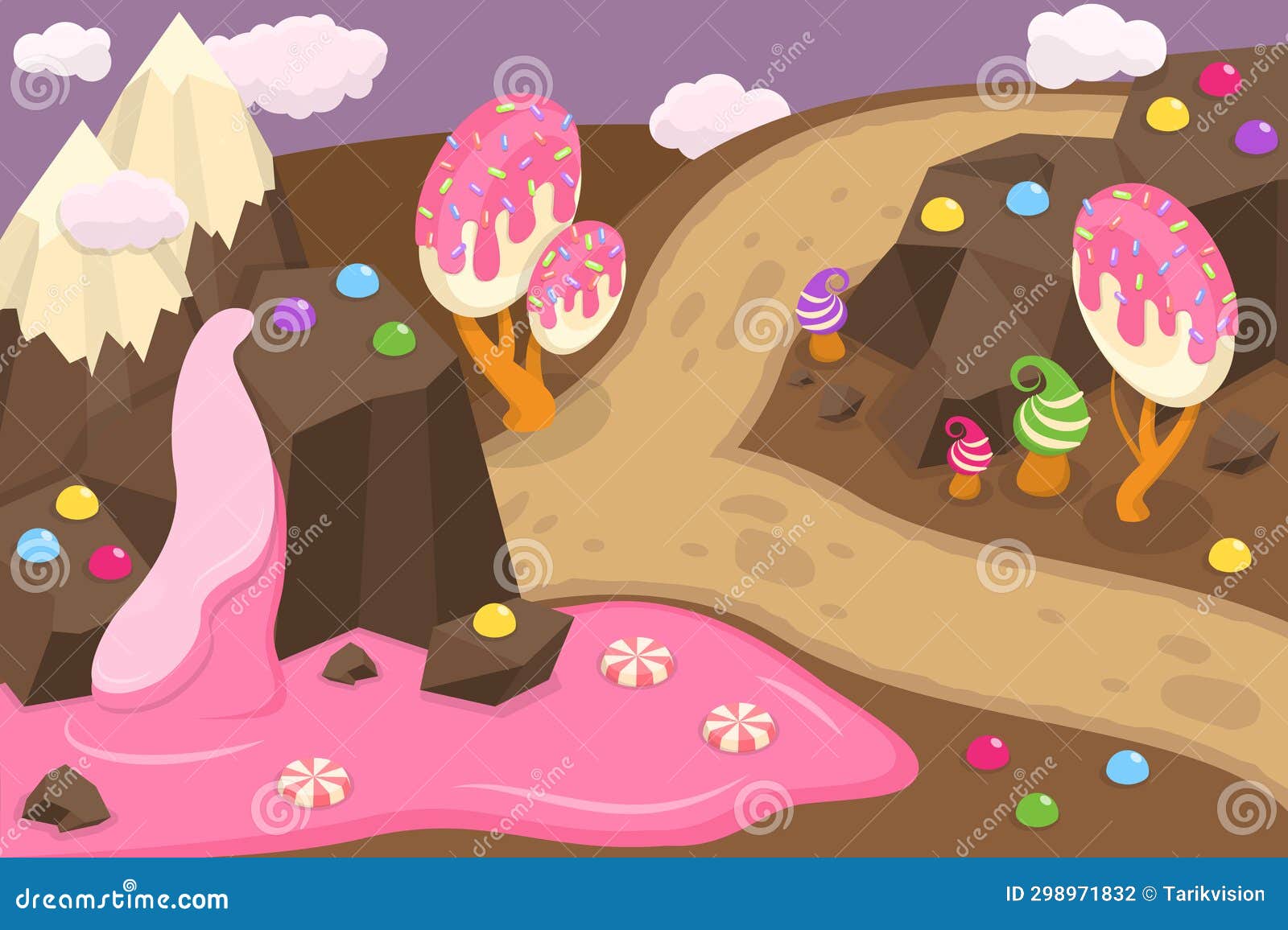 3D Isometric Flat Vector Illustration of Fantasy Candy World Stock ...