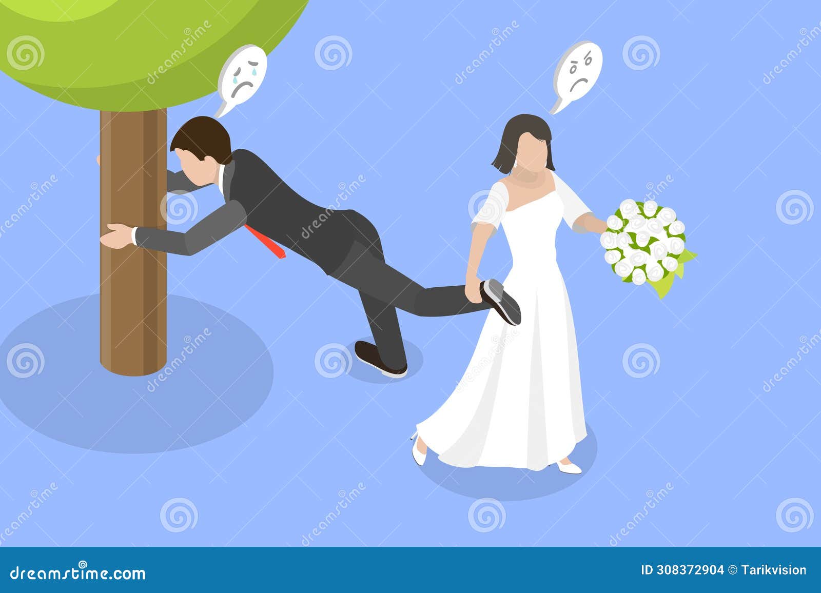3D Isometric Flat Vector Illustration of Fear of Commitment Stock ...