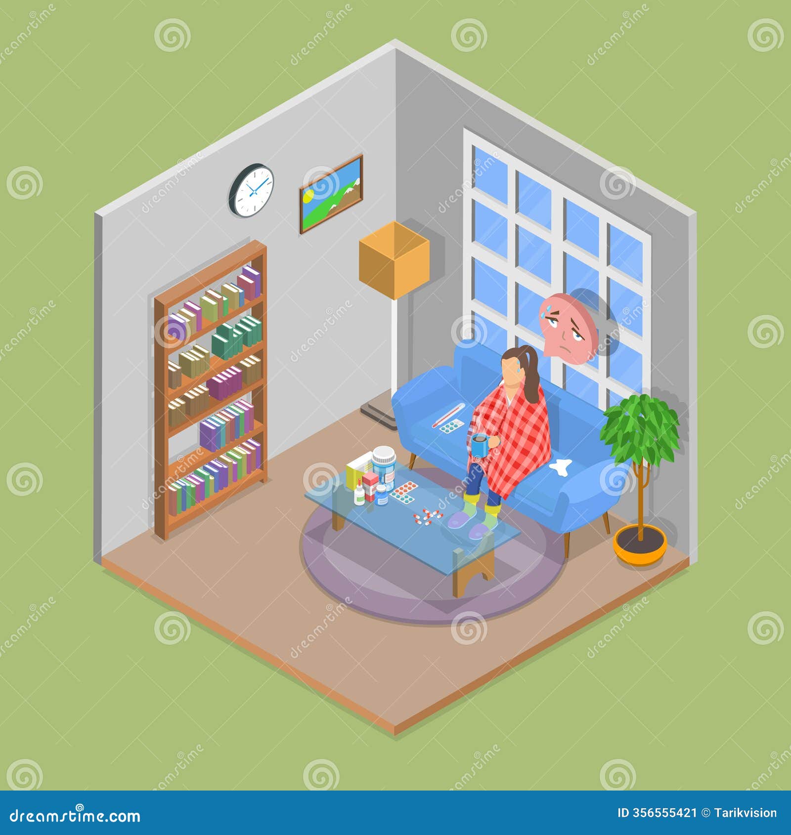 3D Isometric Flat Vector Illustration of Feeling Sick Stock ...