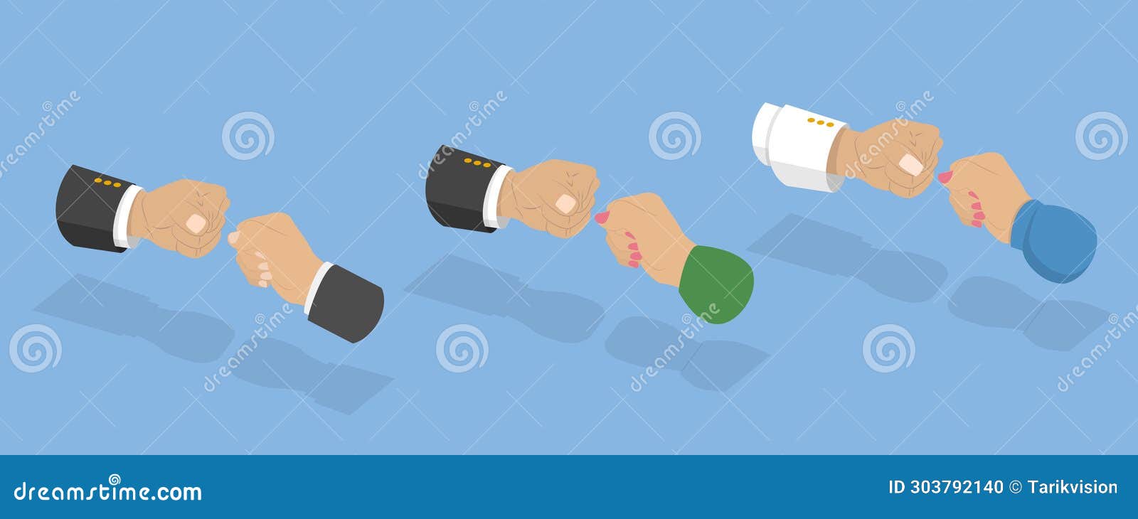 3D Isometric Flat Vector Illustration of Fists Bump Punch Stock ...