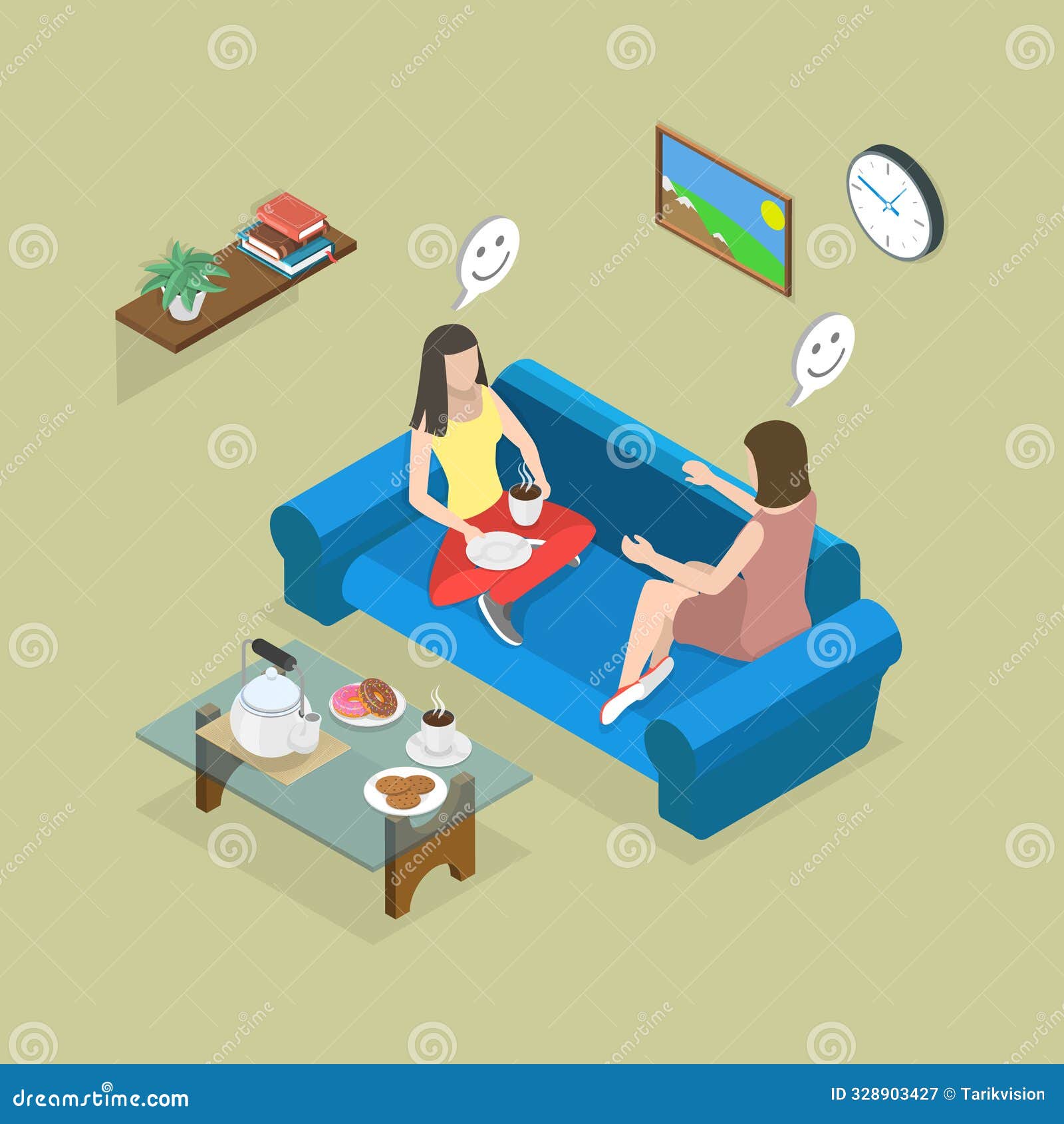 3D Isometric Flat Vector Illustration of Friends Conversation Stock ...