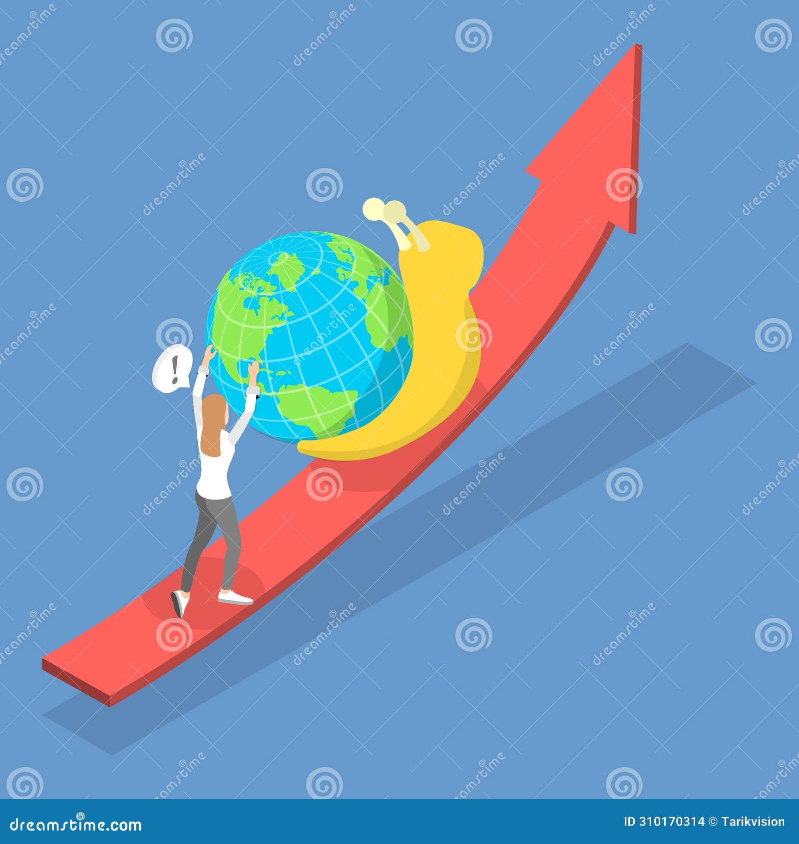 3D Isometric Flat Vector Illustration of Global Economic Slowdown Stock ...