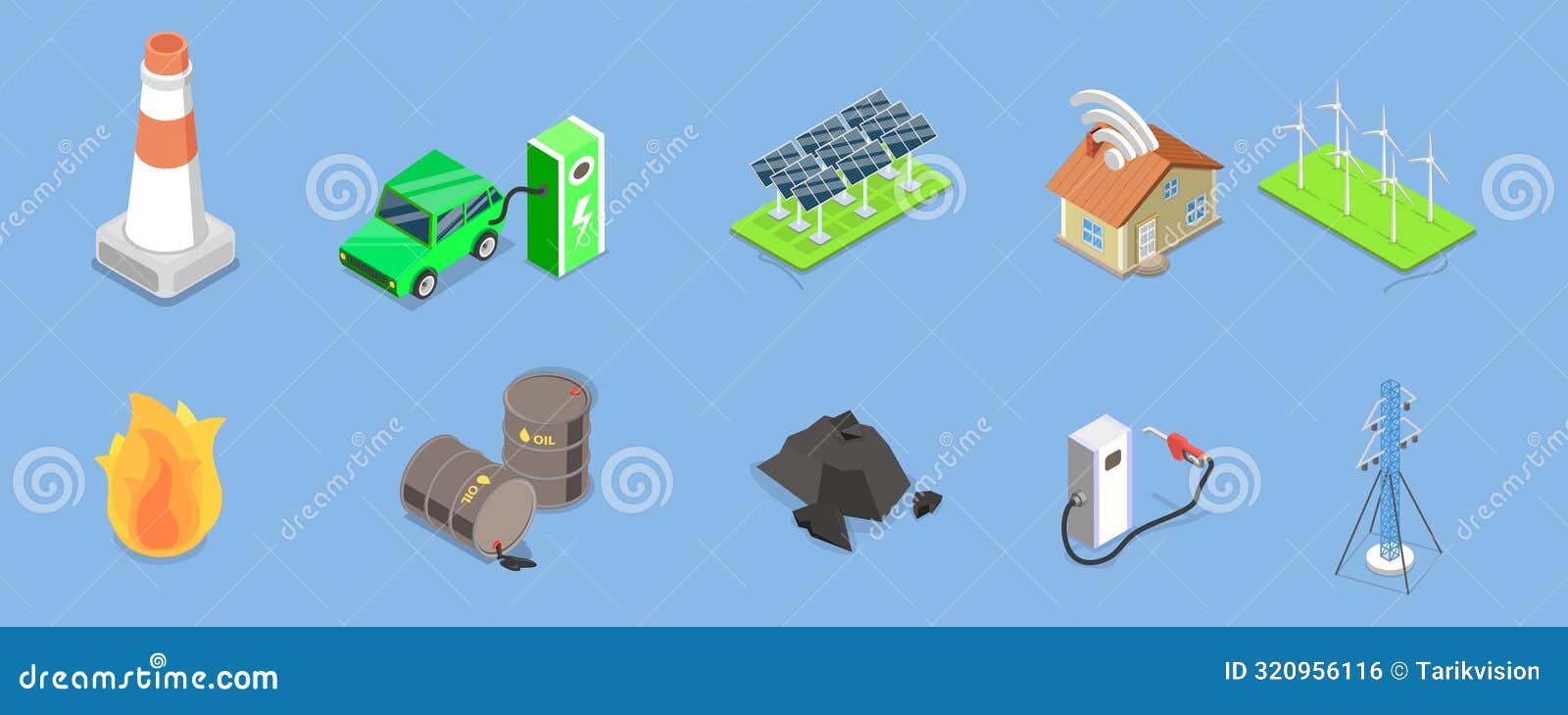 3D Isometric Flat Vector Illustration of Green Power Generation Stock ...