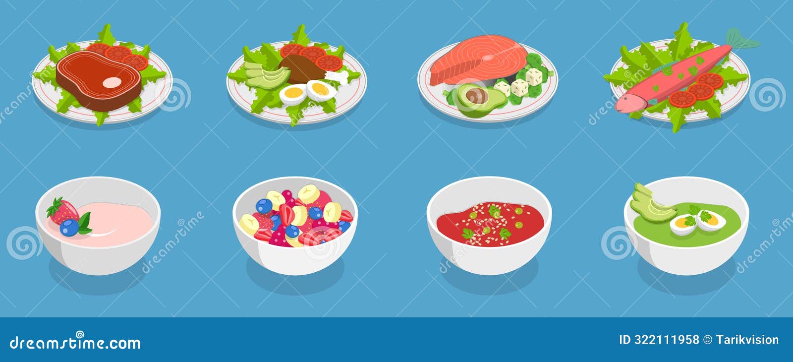 Healthy Plate Carbs , Protein And Vegetables Vector Illustration ...