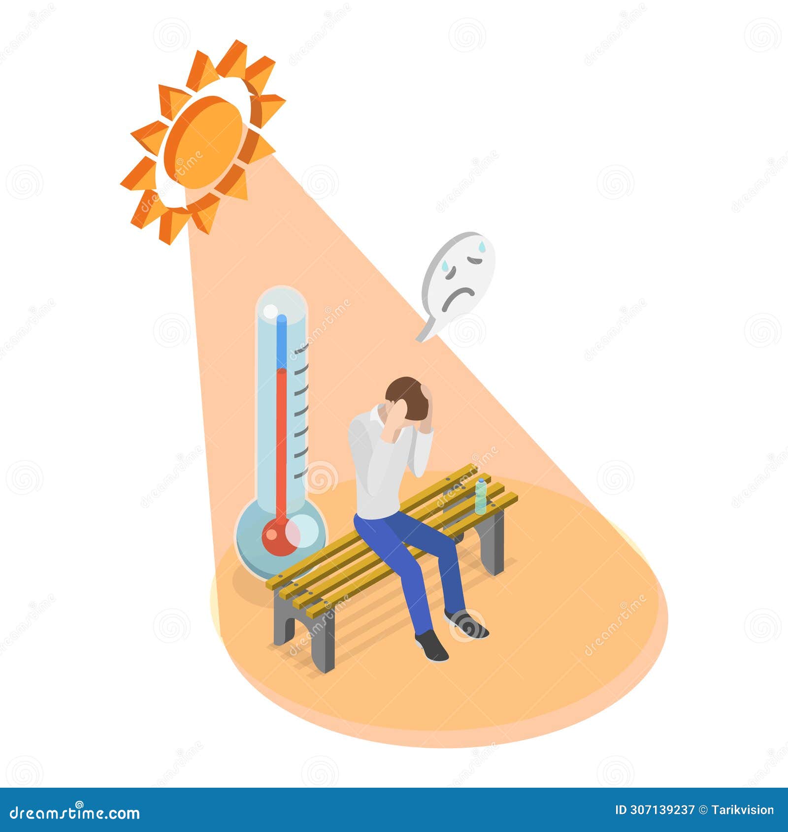 3D Isometric Flat Vector Illustration of Heatstroke. Item 4 Stock ...