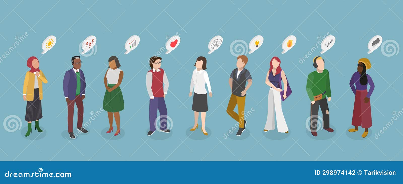 3D Isometric Flat Vector Illustration of Human Personality Feelings ...