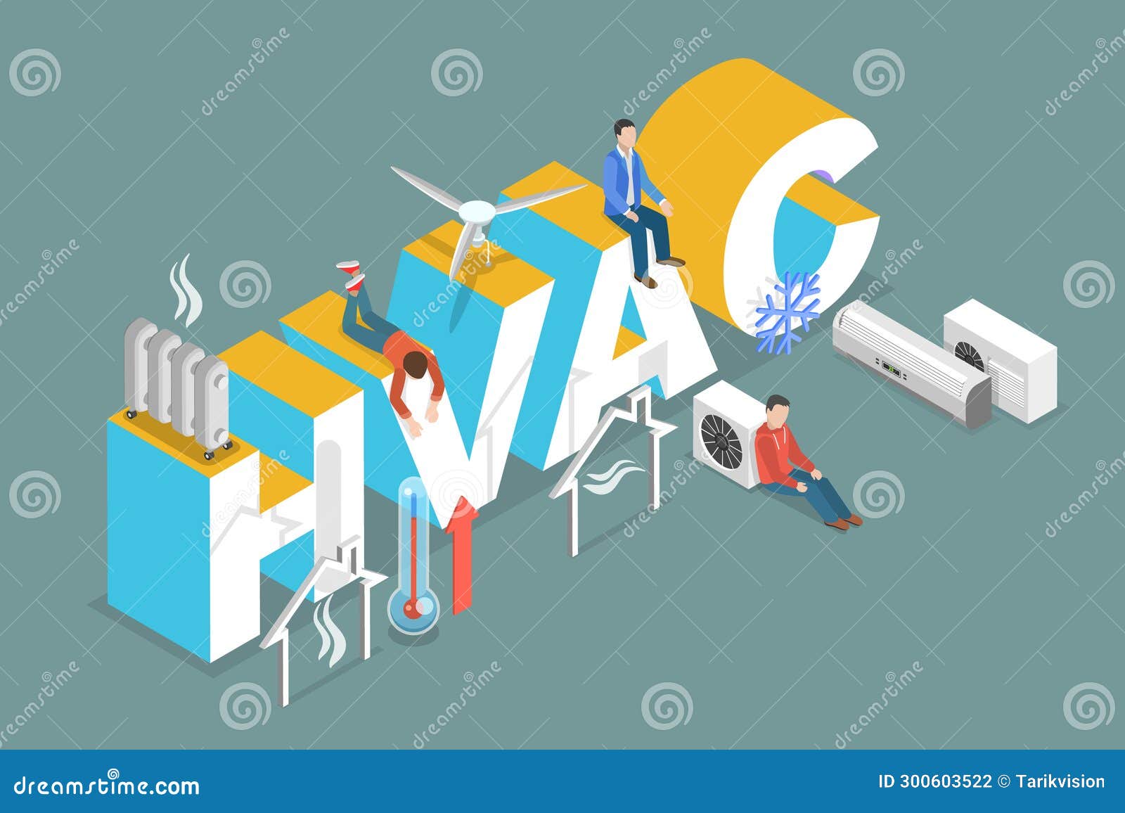 3D Isometric Flat Vector Illustration of HVAC Stock Illustration ...