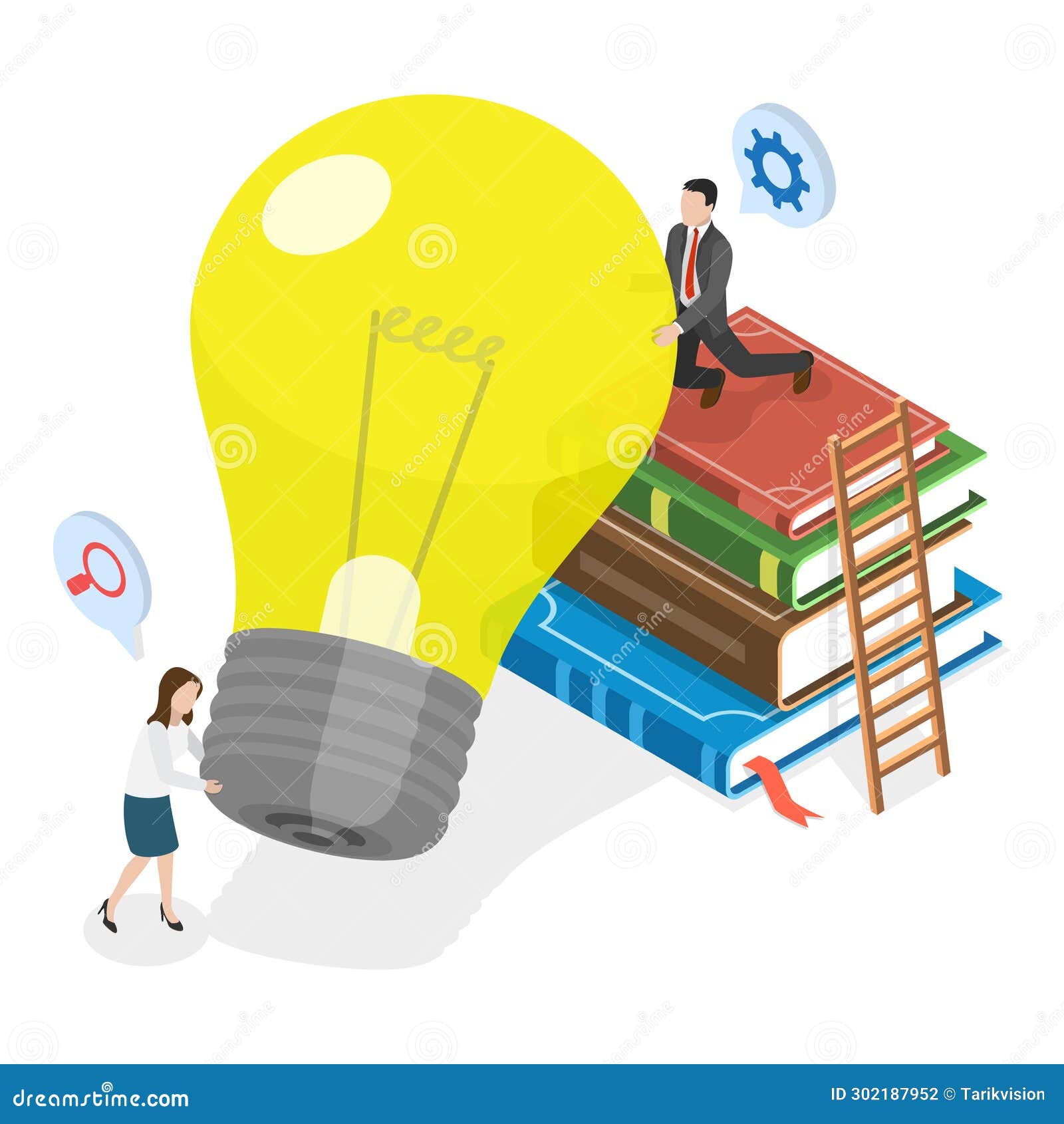3D Isometric Flat Vector Illustration of Idea Finding. Item 3 Stock ...