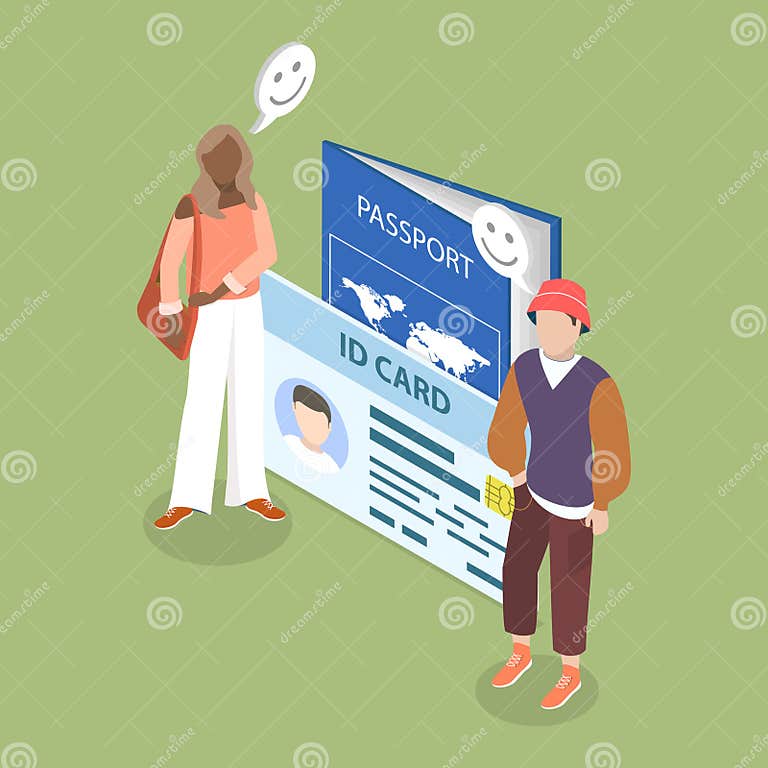3D Isometric Flat Vector Illustration of Identification Document Stock ...