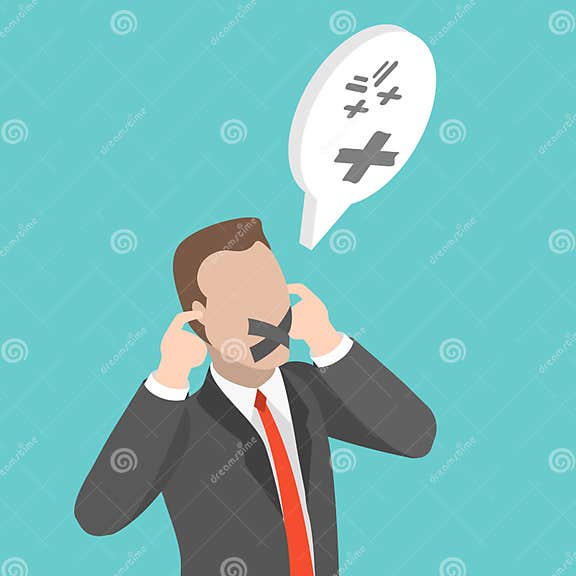 3D Isometric Flat Vector Illustration of Ignoring Everything Stock ...