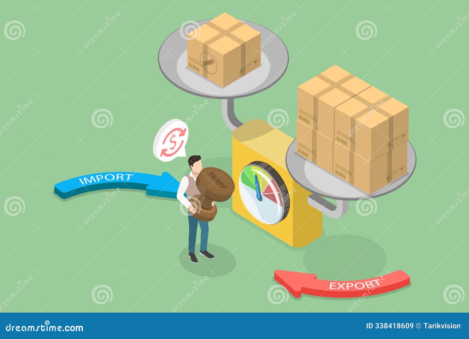 3D Isometric Flat Vector Illustration of Import and Export Taxes Stock ...