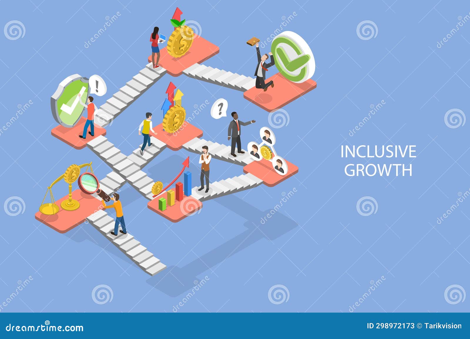 3D Isometric Flat Vector Illustration of Inclusive Growth Stock Vector ...