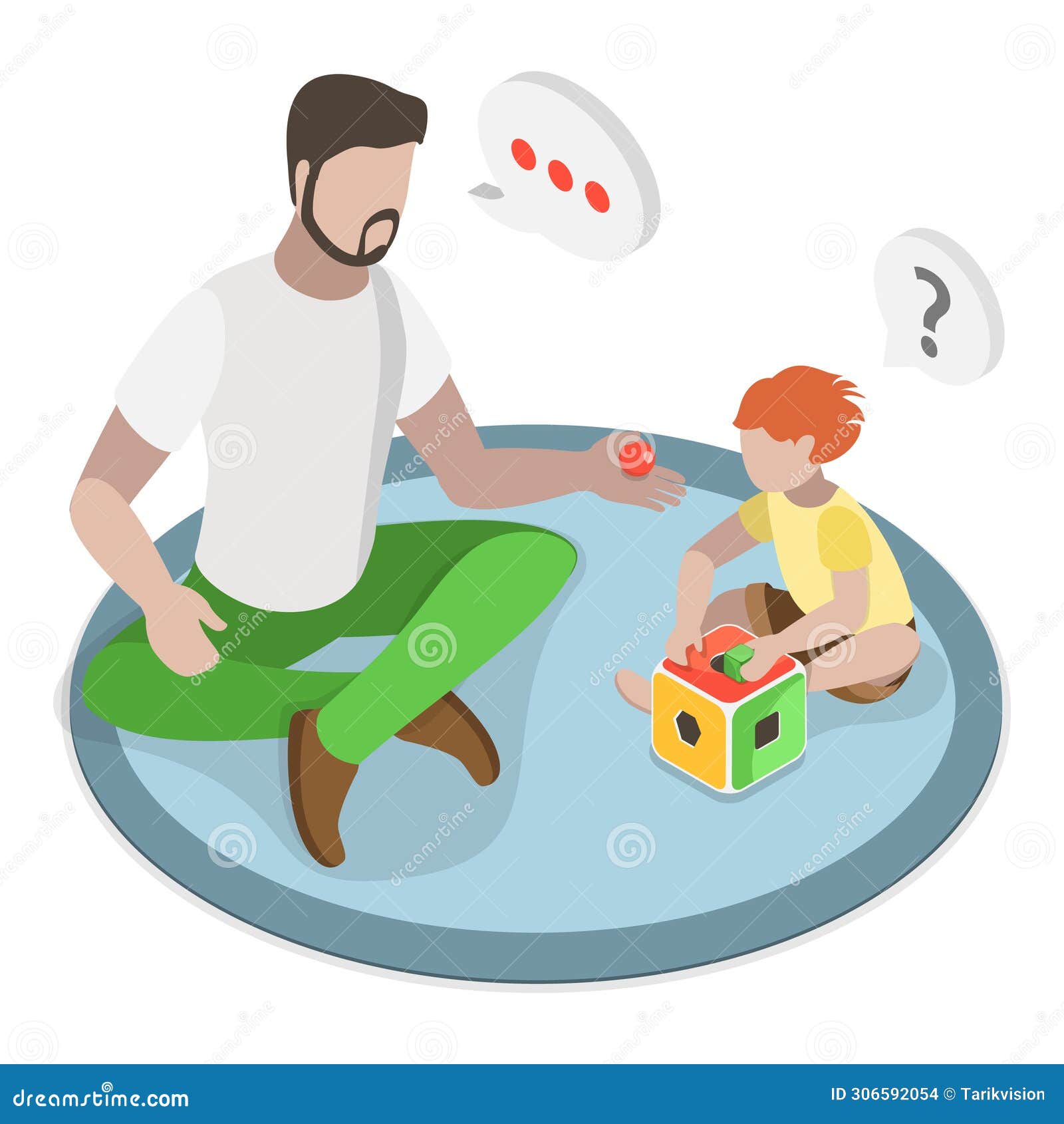 3D Isometric Flat Vector Illustration of Infants Cognitive Development ...