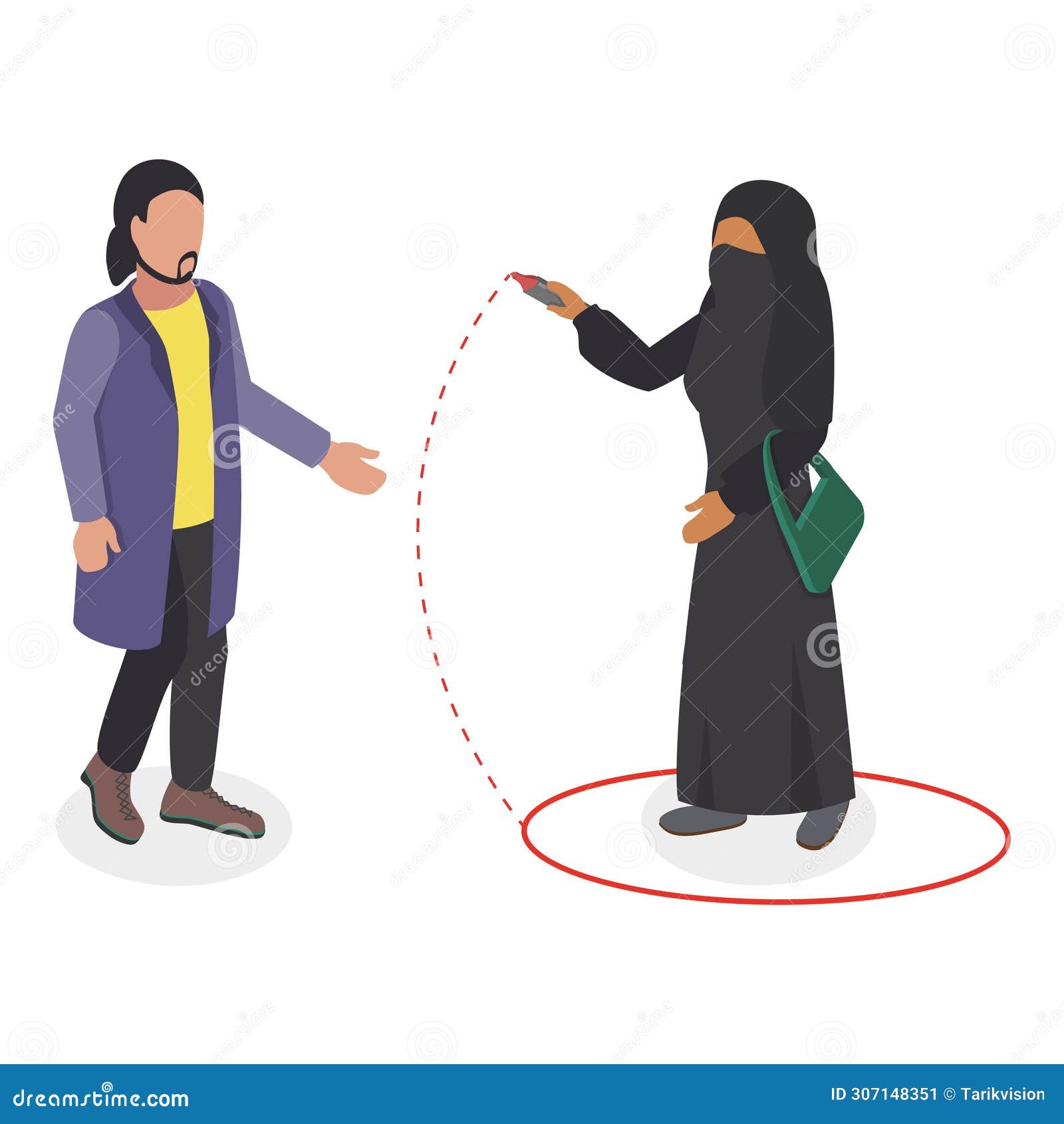 3D Isometric Flat Vector Illustration of Invisible Boundary. Item 1 ...