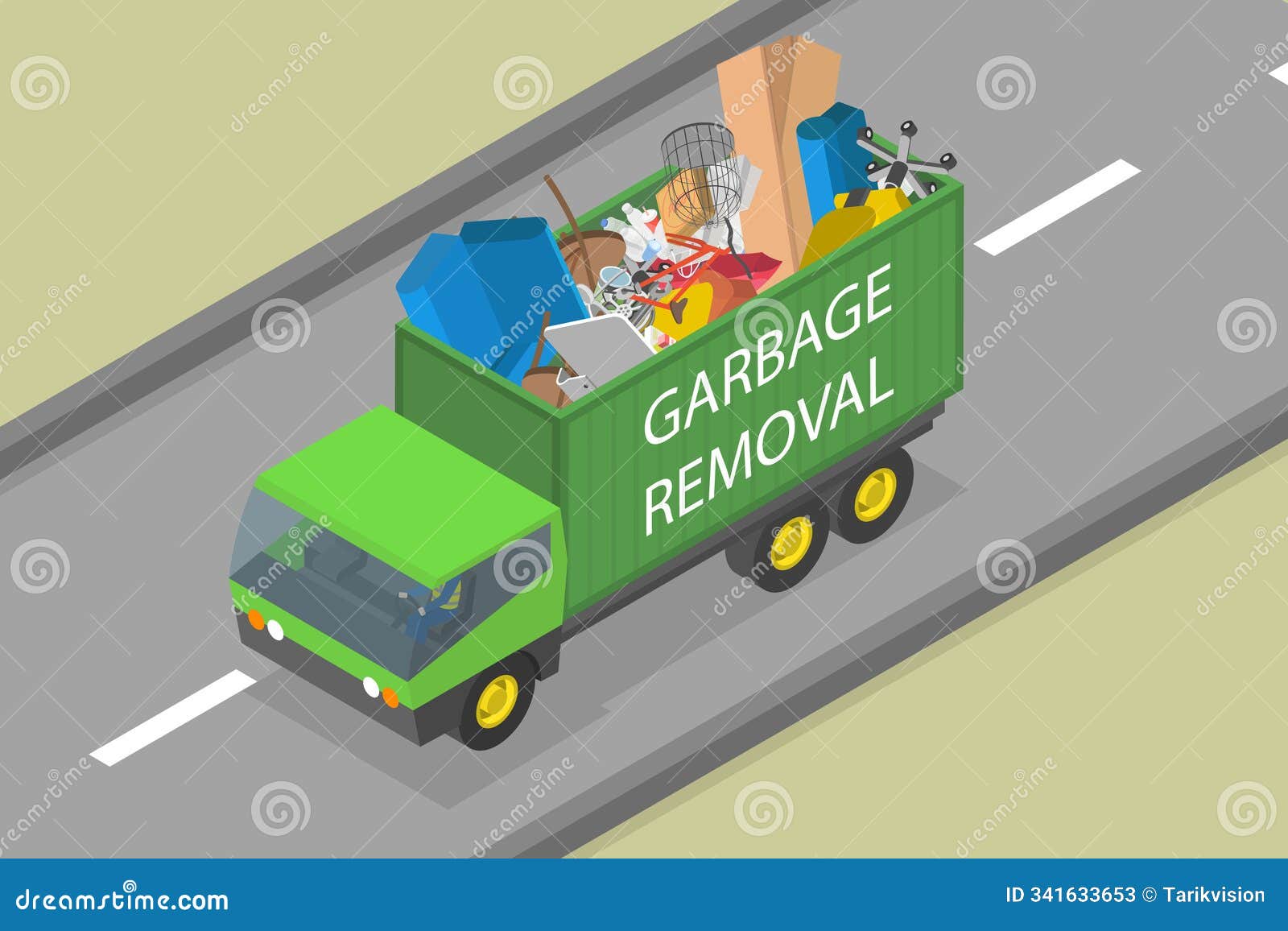 3D Isometric Flat Vector Illustration of Junk Removal Stock Vector ...
