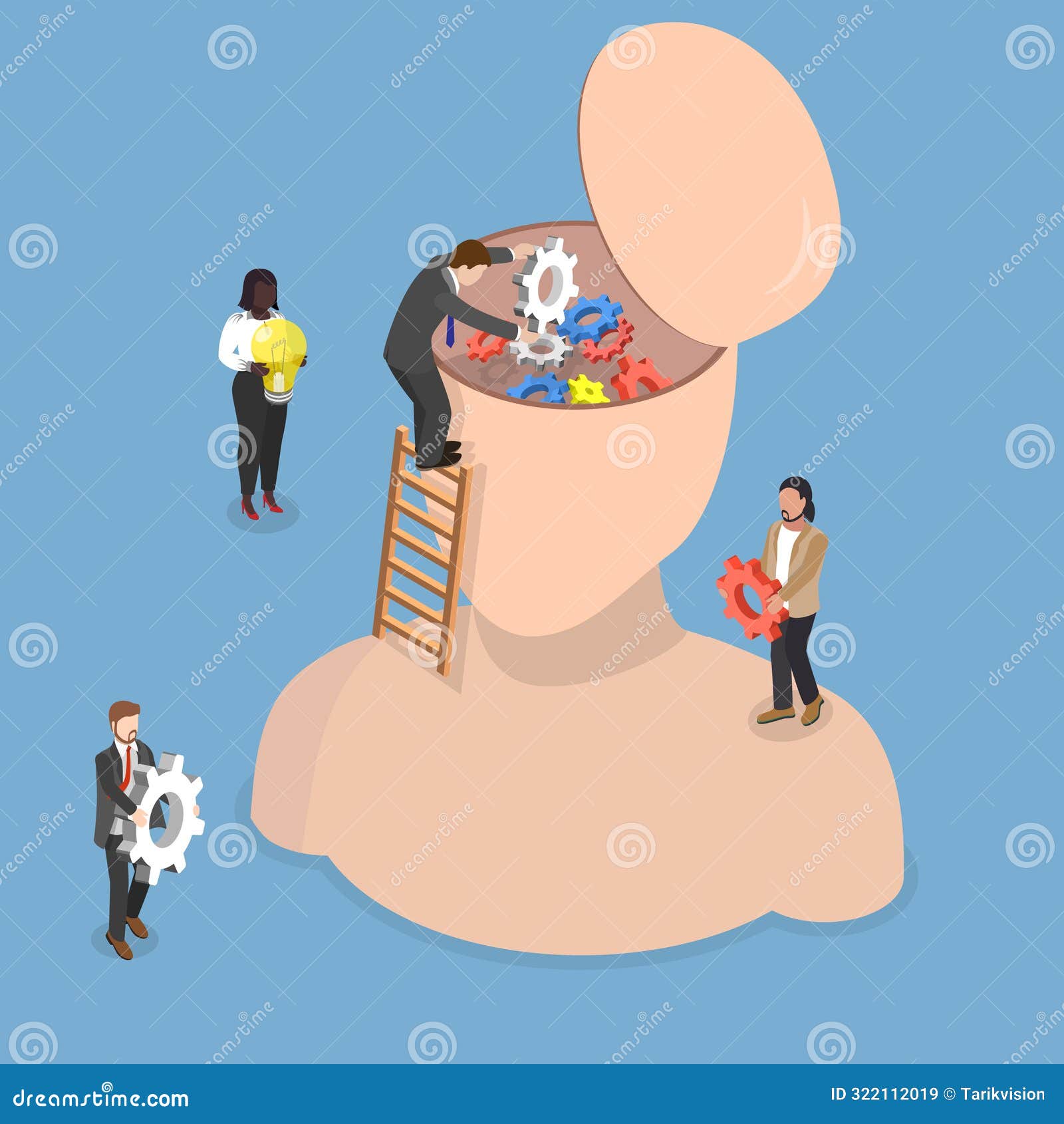 3D Isometric Flat Vector Illustration of Knowledge Development Stock ...