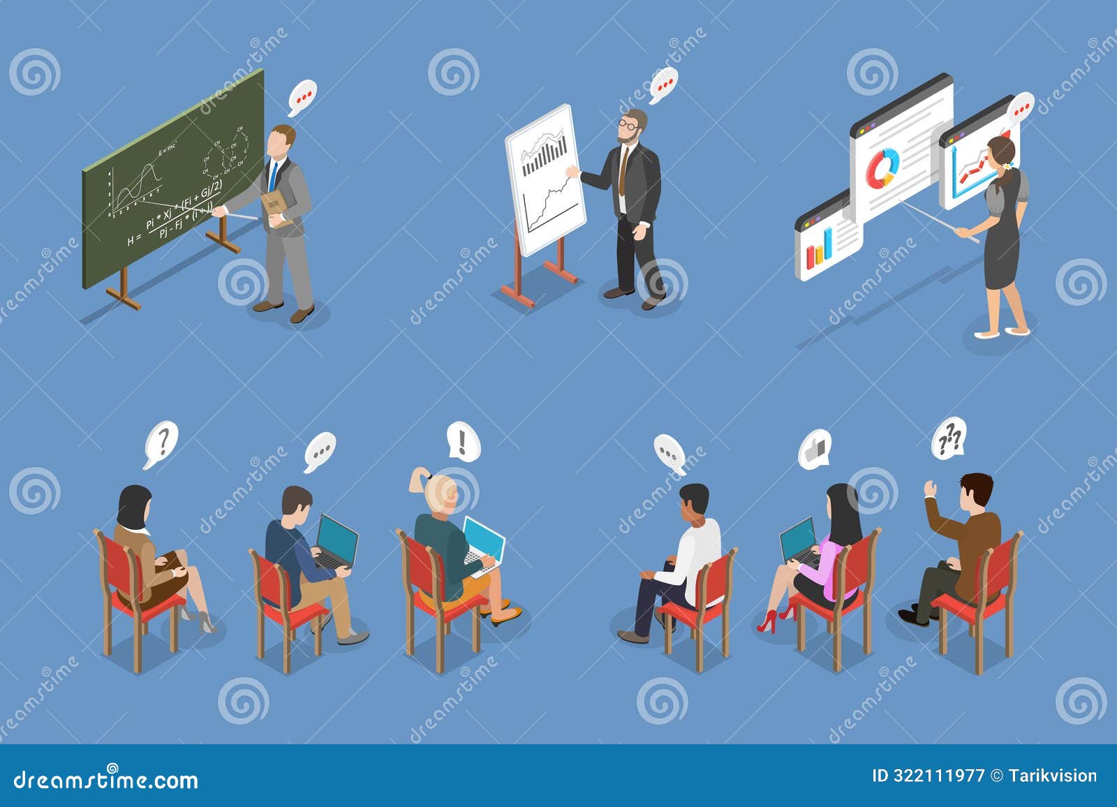 3D Isometric Flat Vector Illustration of Lecture or Seminar Stock ...