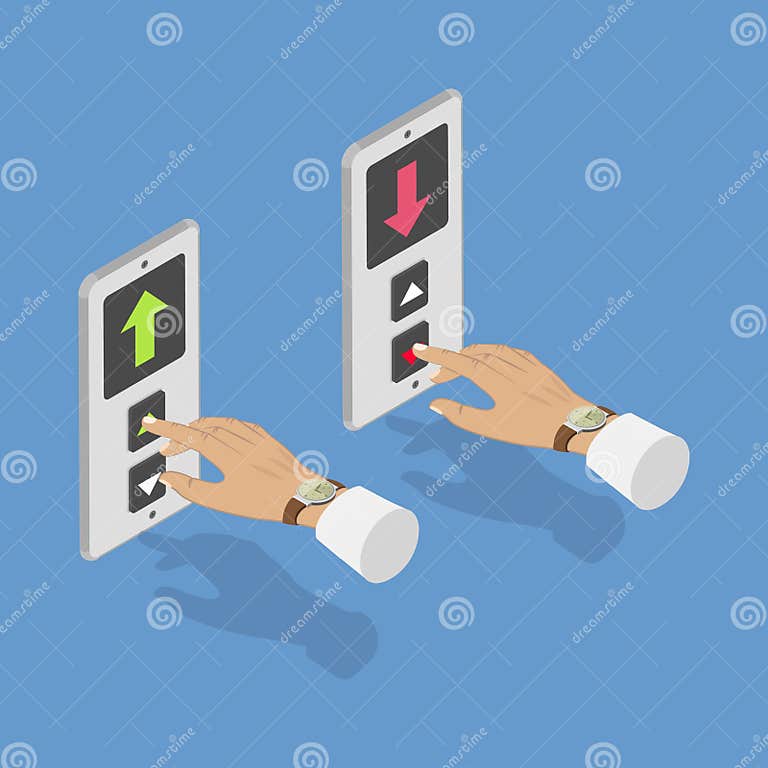 3D Isometric Flat Vector Illustration of Lift Up and Down Buttons Stock ...