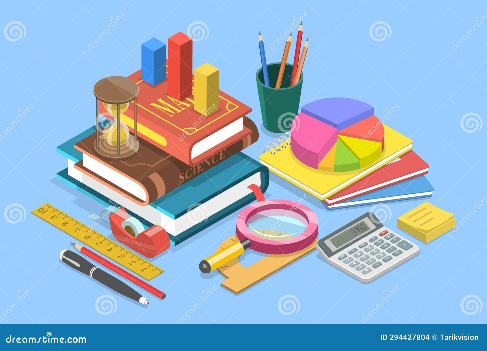 3D Isometric Flat Vector Illustration of Math School Subject Stock ...