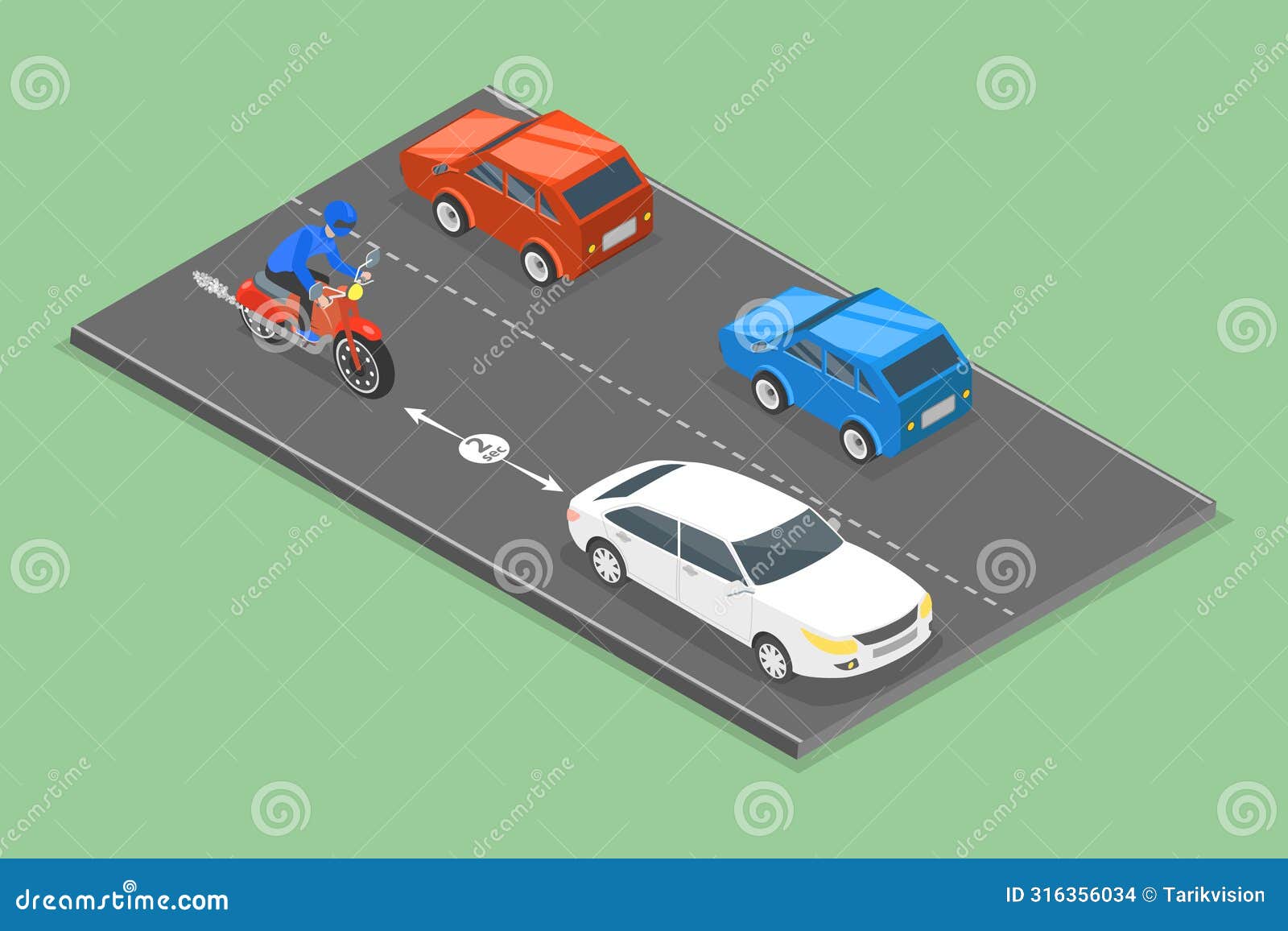 3D Isometric Flat Vector Illustration of Motorcycle Safe Following ...