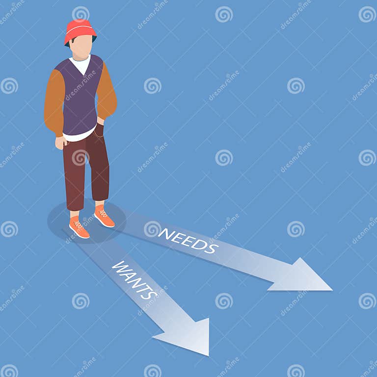 3D Isometric Flat Vector Illustration of Need Vs Want Stock Vector ...