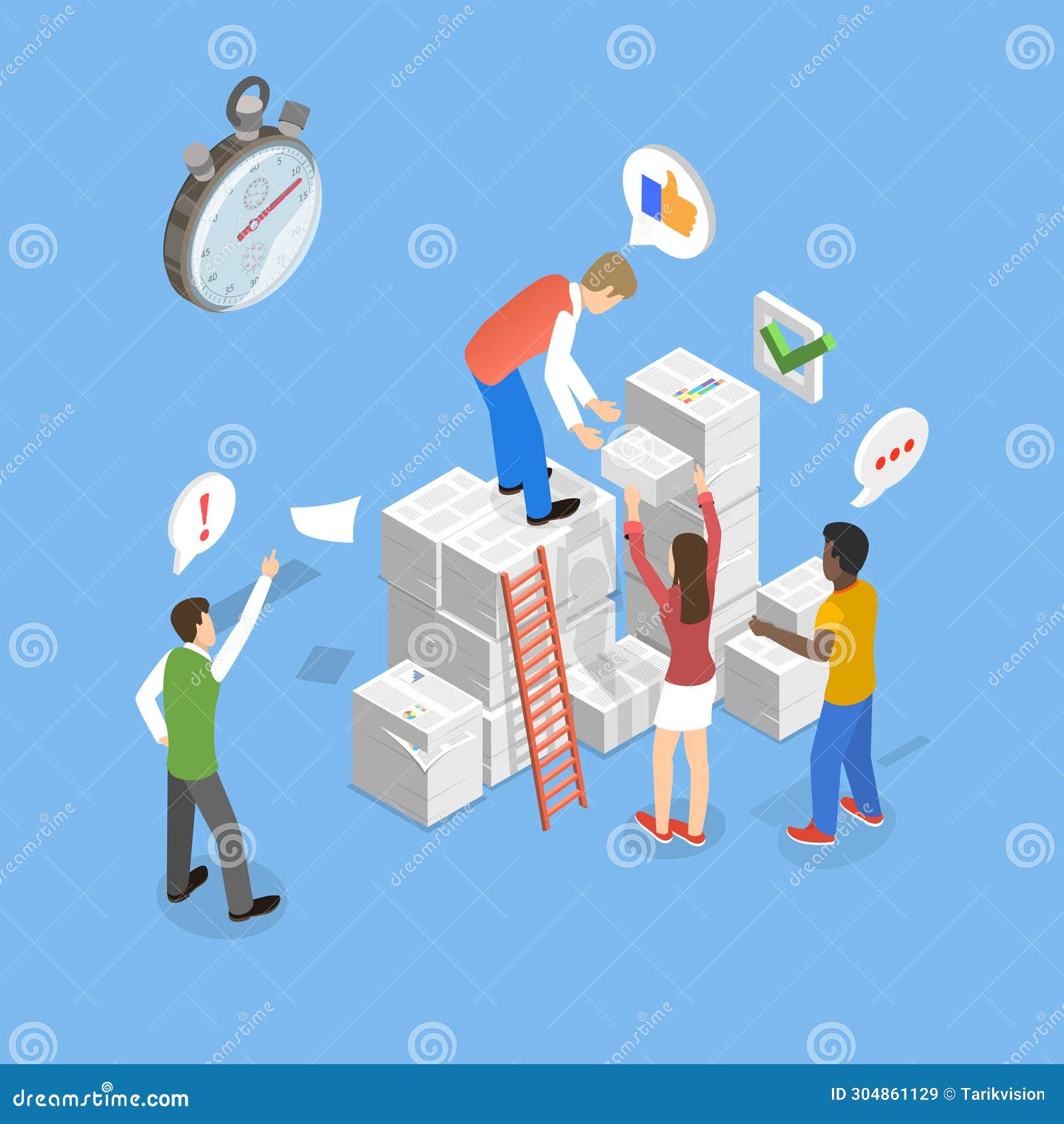 Paperwork Organization Concept Banner For Internet Vector Illustration ...