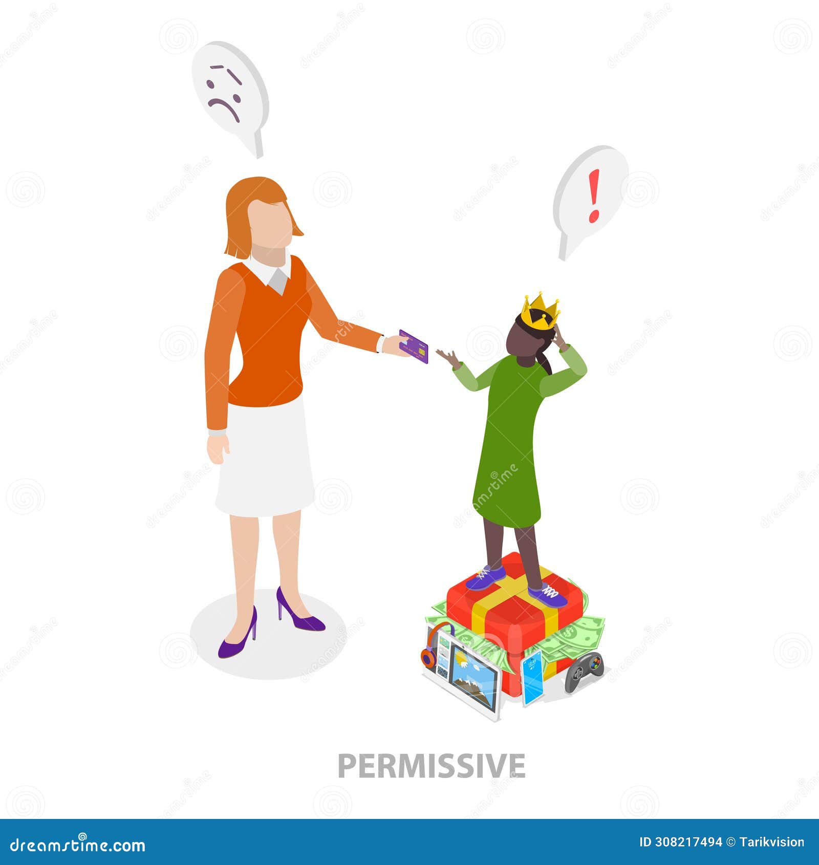 Parenting Styles Set. Different Children Raising Methods. Authoritative ...