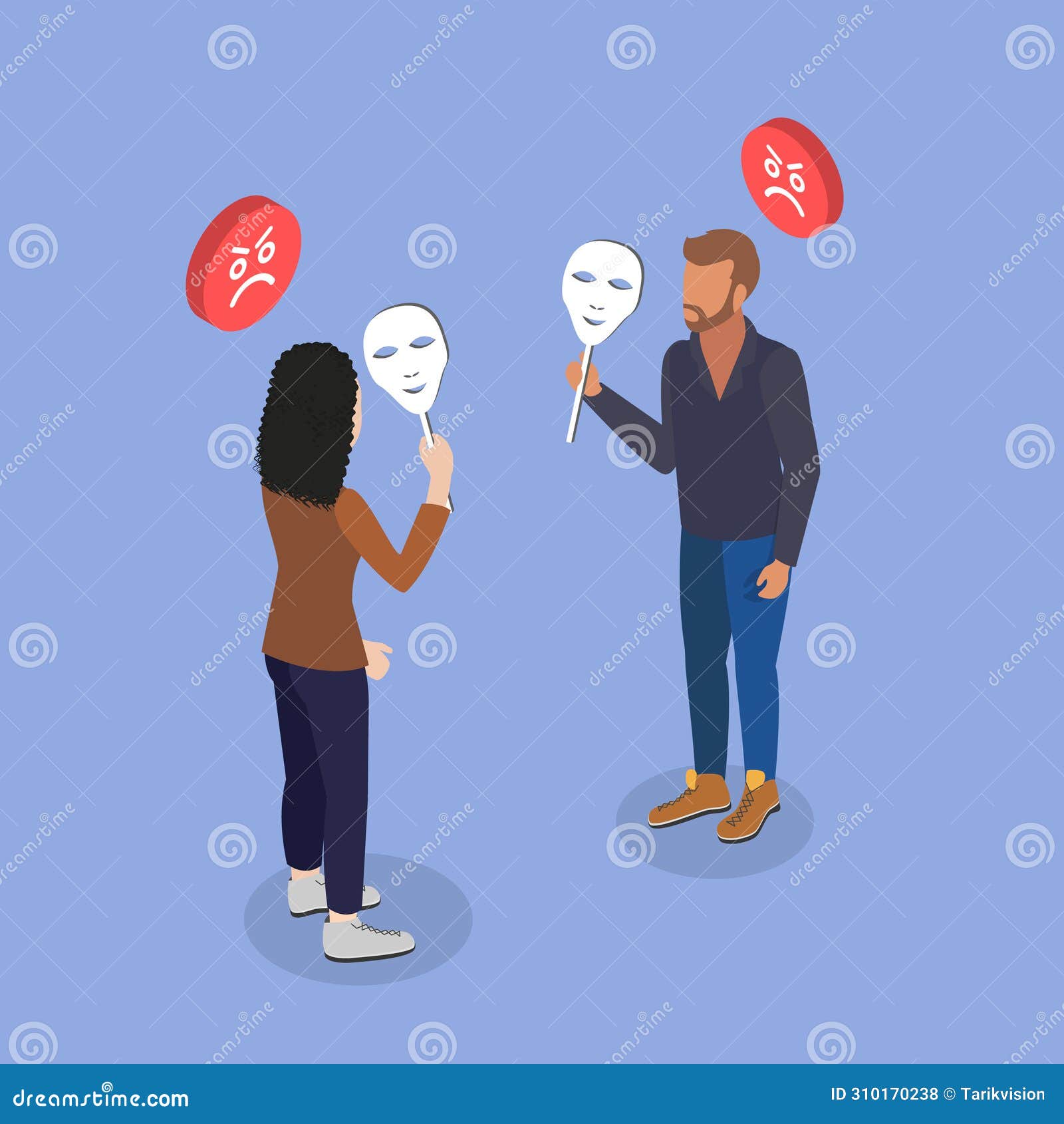 3D Isometric Flat Vector Illustration of Passive-aggressive Behavior ...