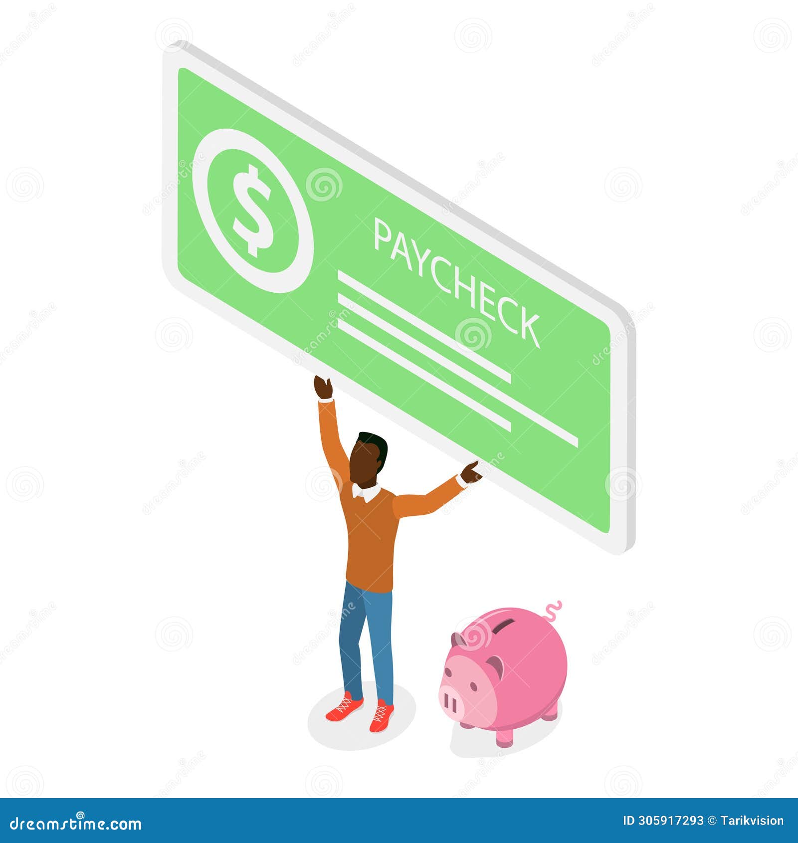3D Isometric Flat Vector Illustration of Paycheck. Item 1 Stock Vector ...