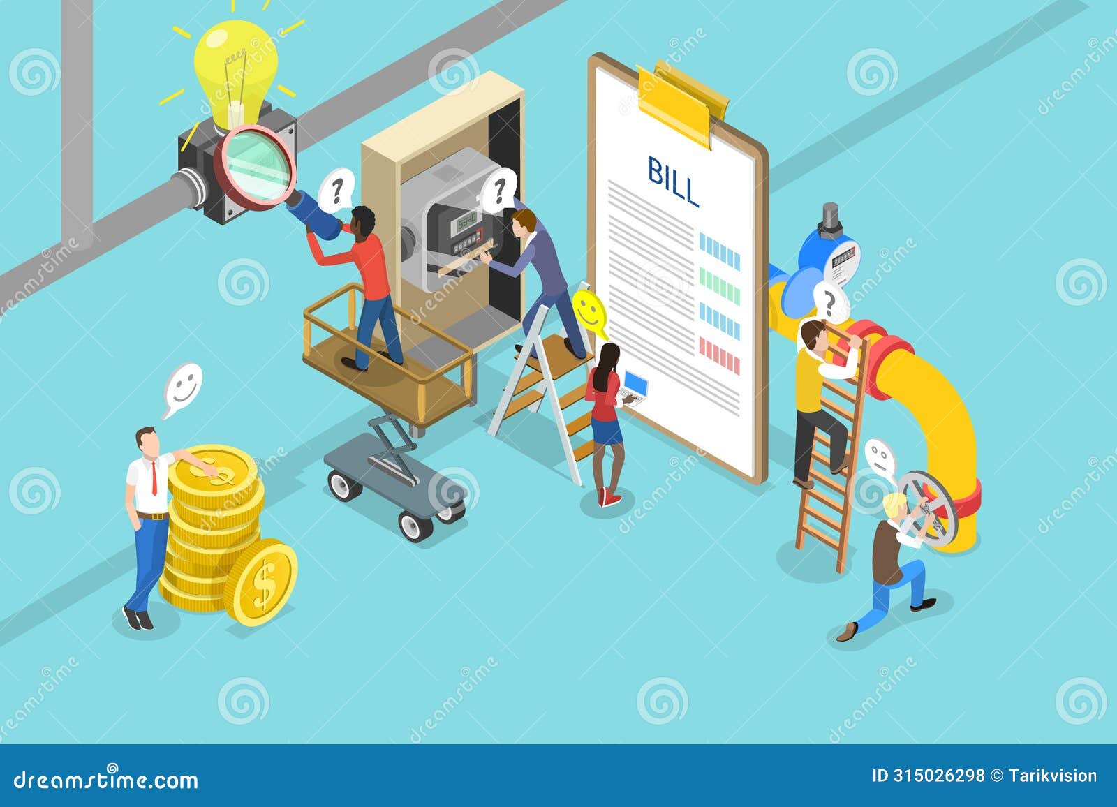 3D Isometric Flat Vector Illustration of Payment of Utility Bills Stock ...