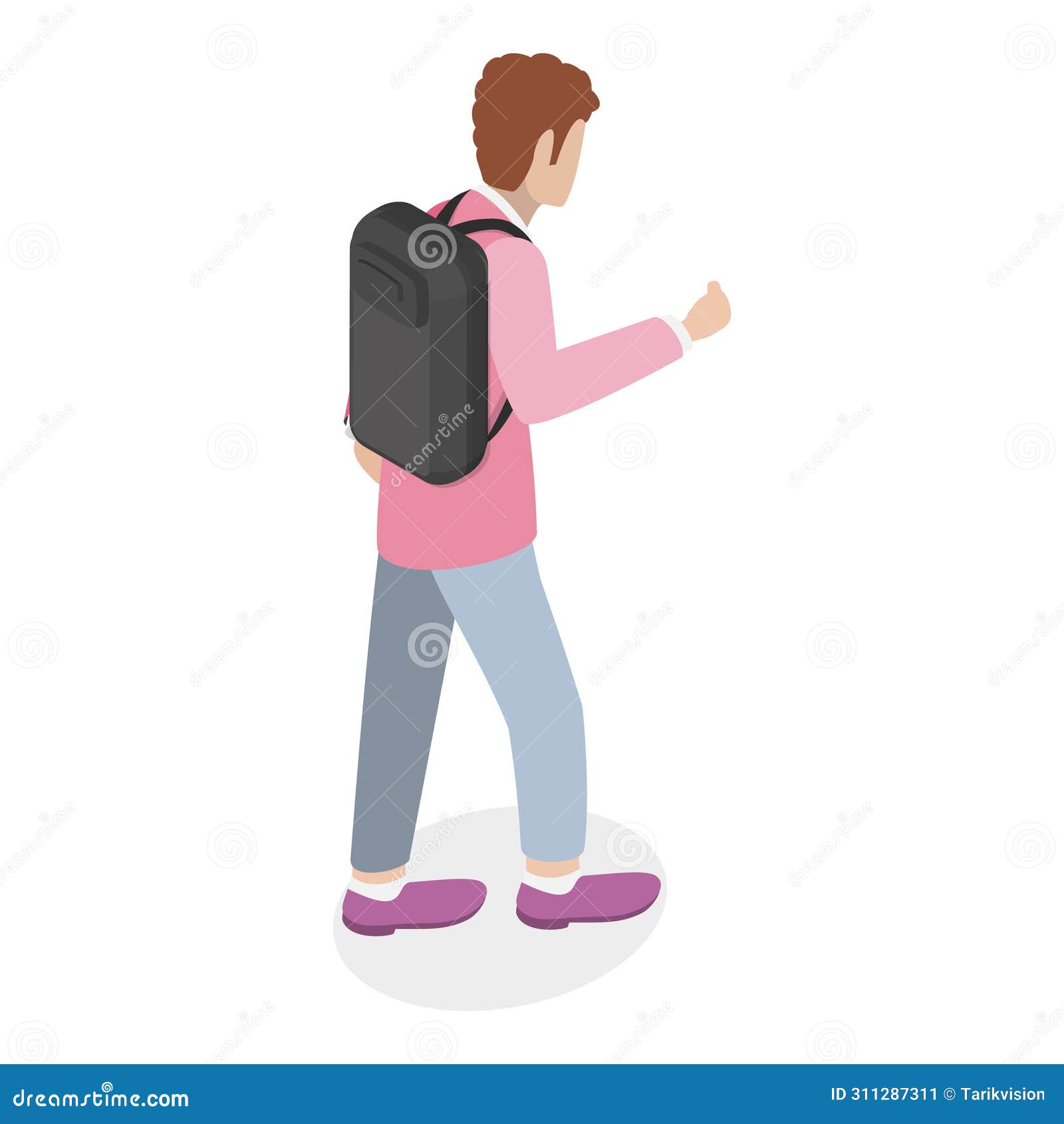 3D Isometric Flat Vector Illustration of People with Backpacks. Item 3 ...