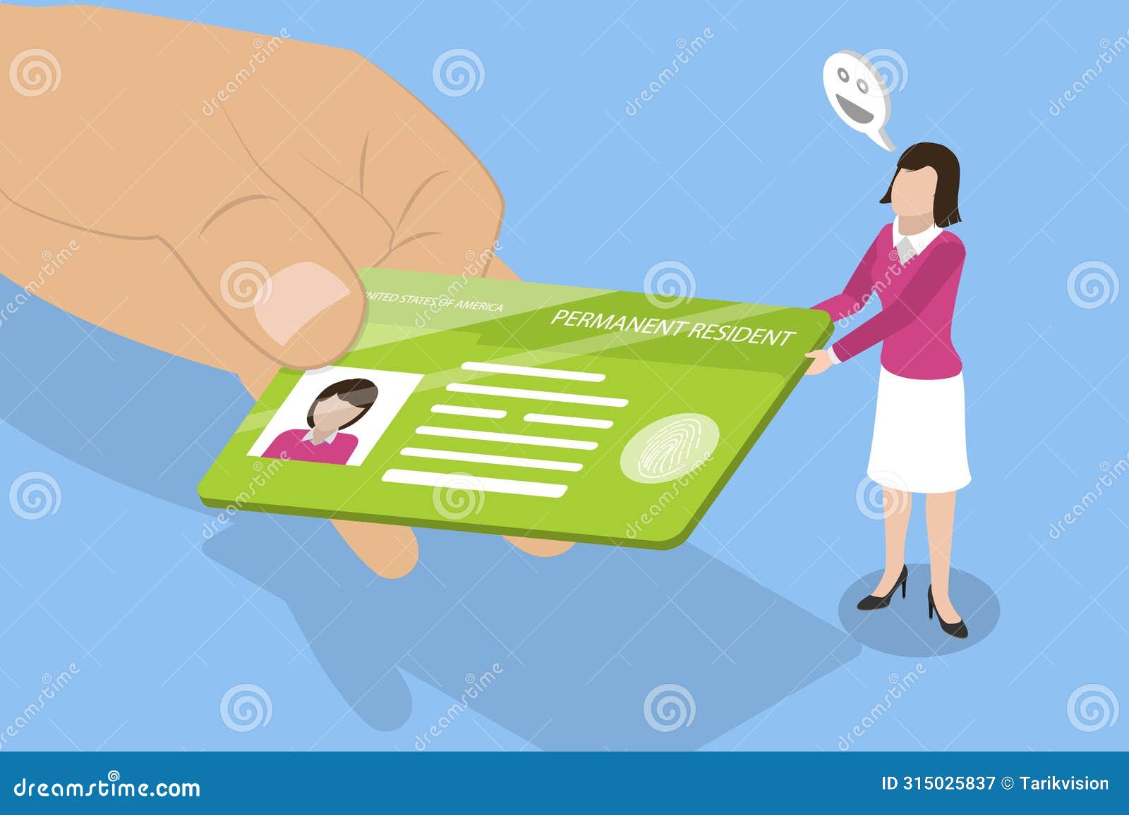 3D Isometric Flat Vector Illustration of Permanent Residency Card Stock ...