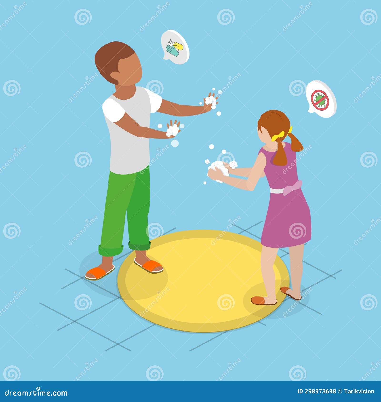 3D Isometric Flat Vector Illustration of Pesonal Hygiene Rules Stock ...