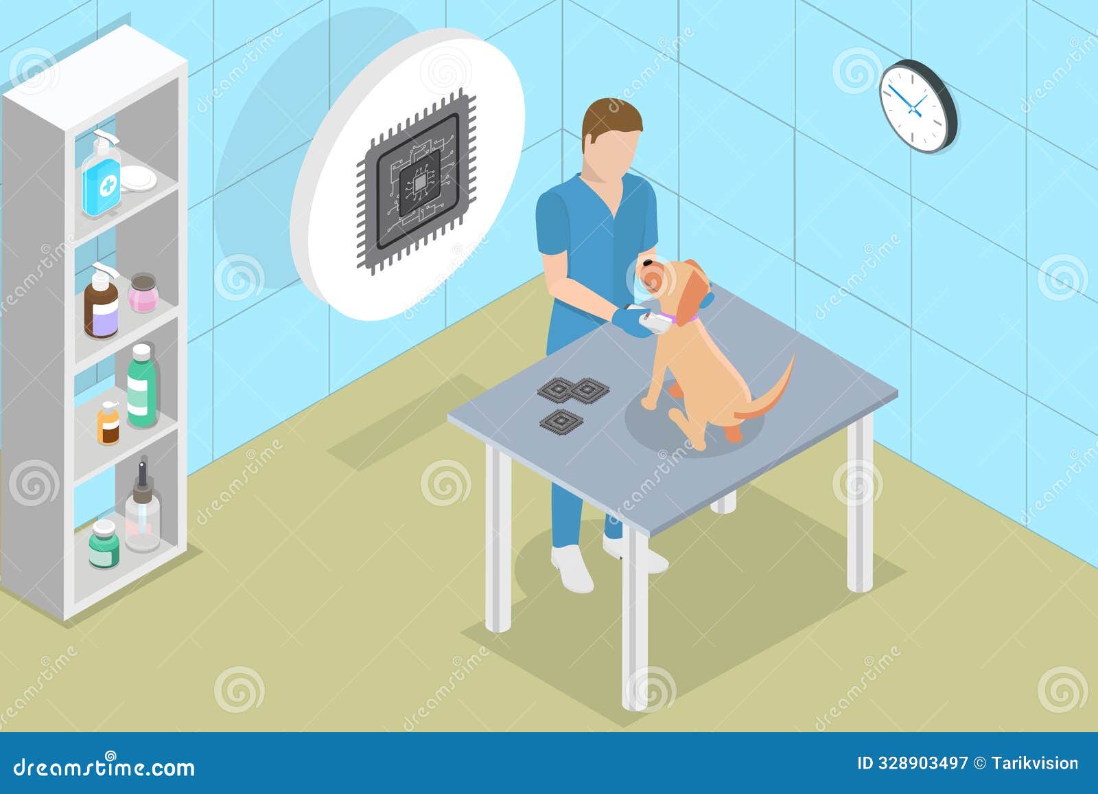 Microchipping Flat Line Icon. Vector Outline Illustration Of Injector ...