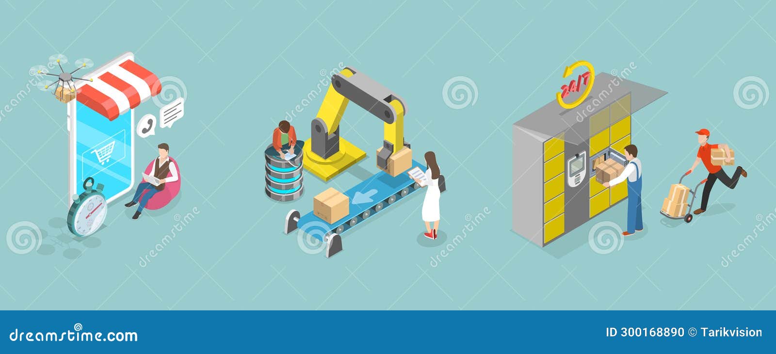 3D Isometric Flat Vector Illustration of Post Delivery Service Stock ...