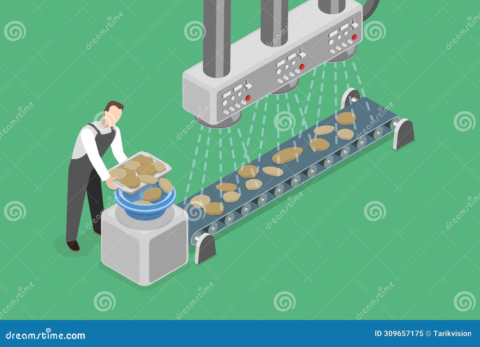 3D Isometric Flat Vector Illustration Of Potato Chips Manufacturing ...